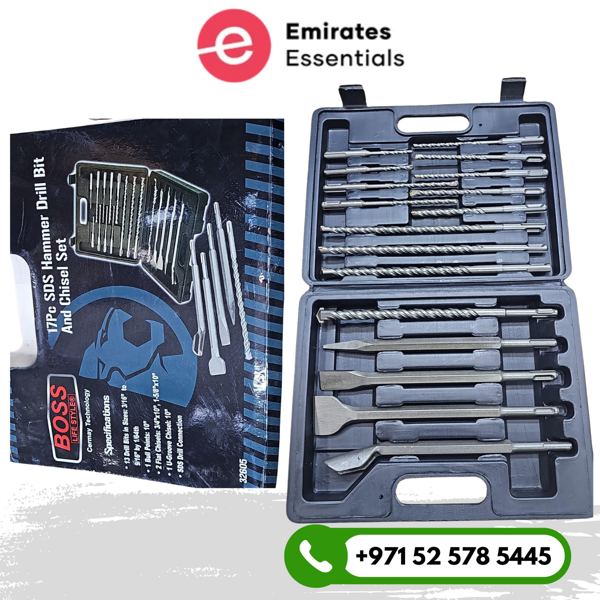 Boss 17 Pc SDS Hammer Drill Bit And Chisel Set UAE – Emirates Essential